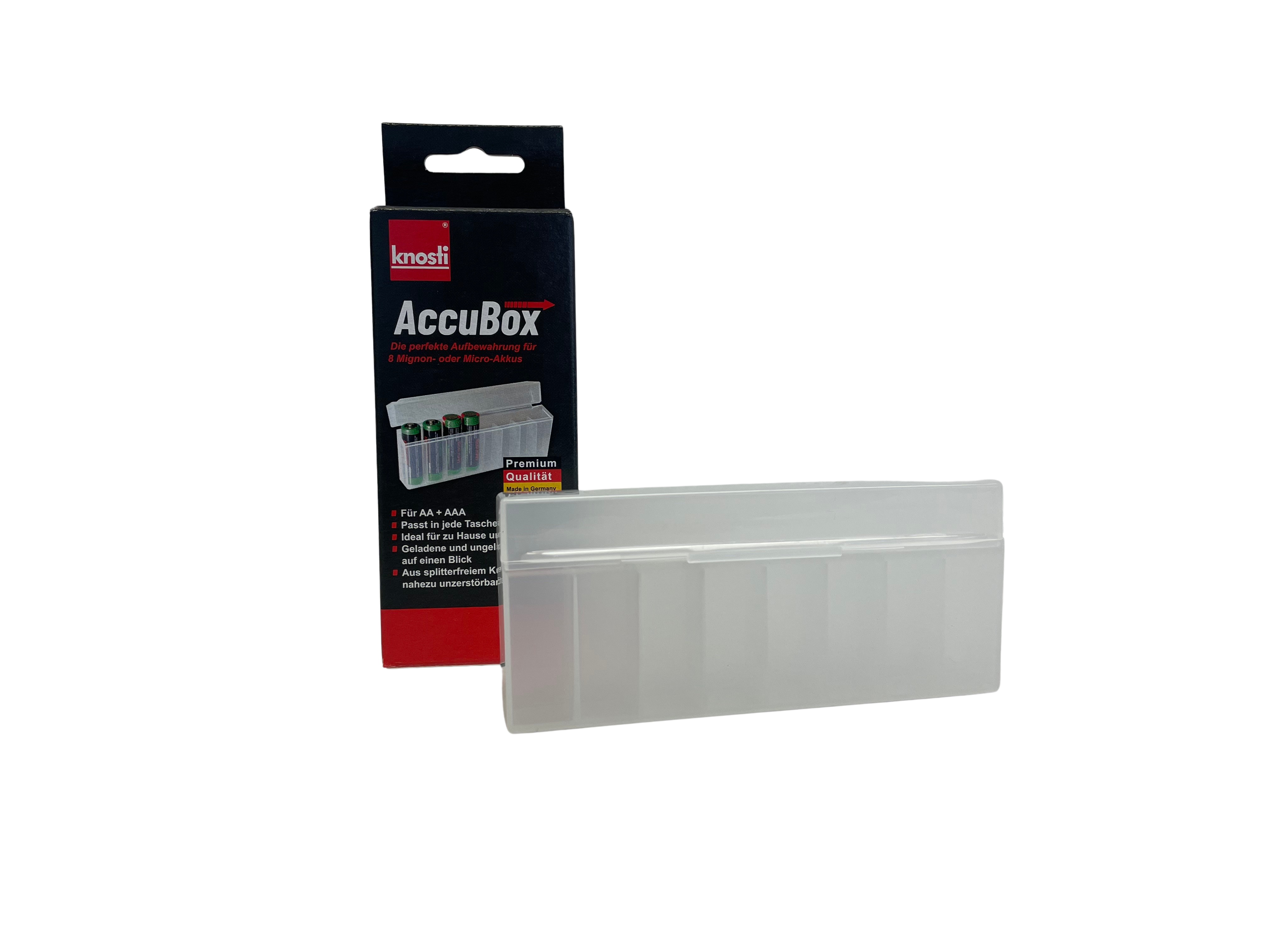 Accu-Box, storage for 8 rechargeable batteries (AA+AAA) – Knosti